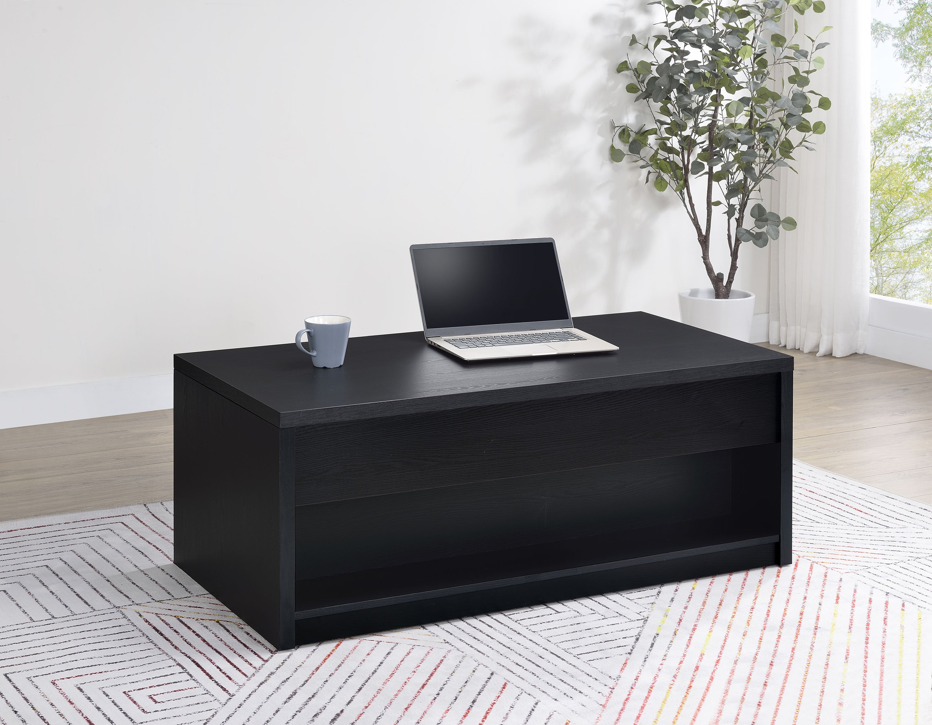 Knapp Lift Top Cocktail Coffee Table with Dual Drawers Black – New Age ...