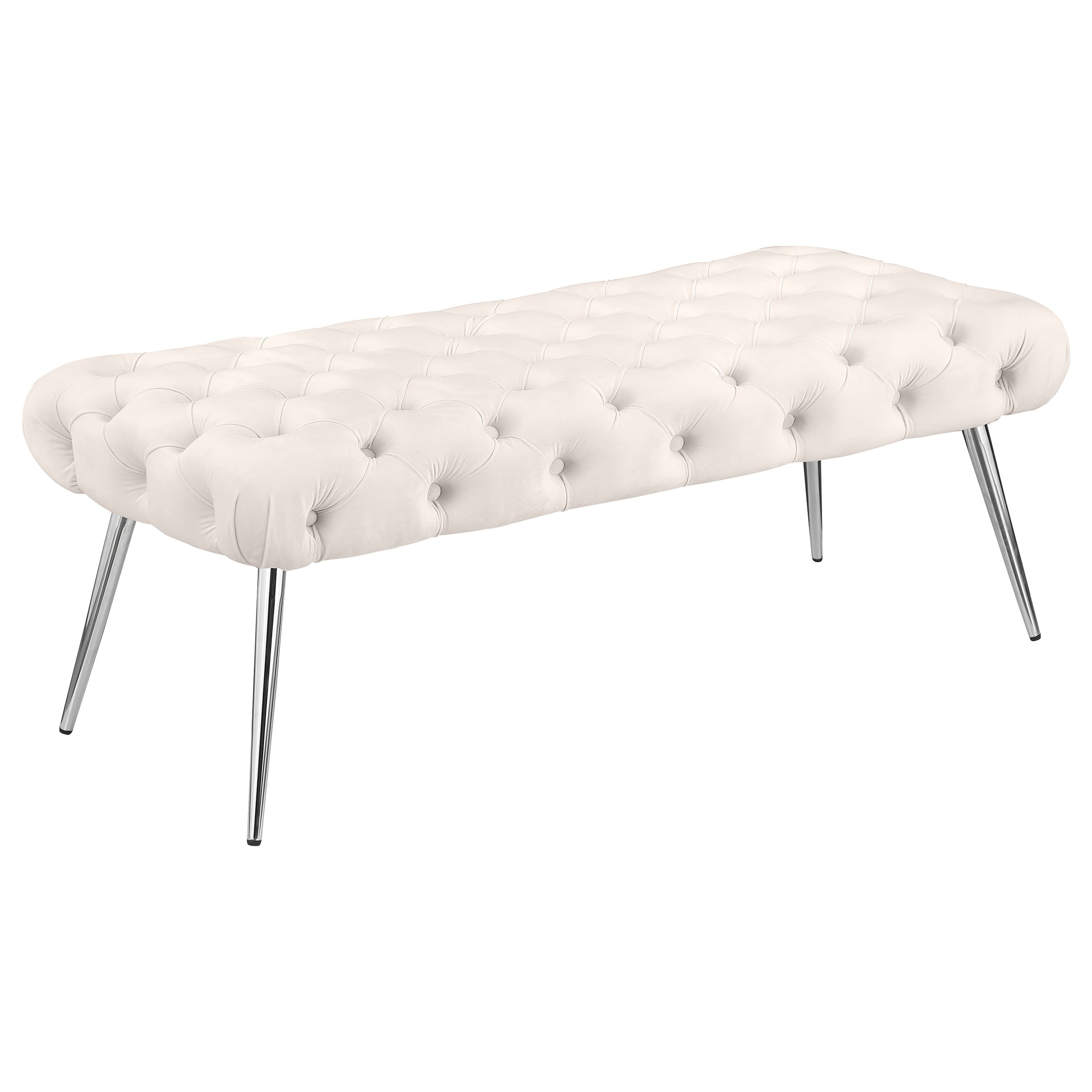 Ella Upholstered Tufted Bench Stainless Steel Legs Ivory – New Age ...