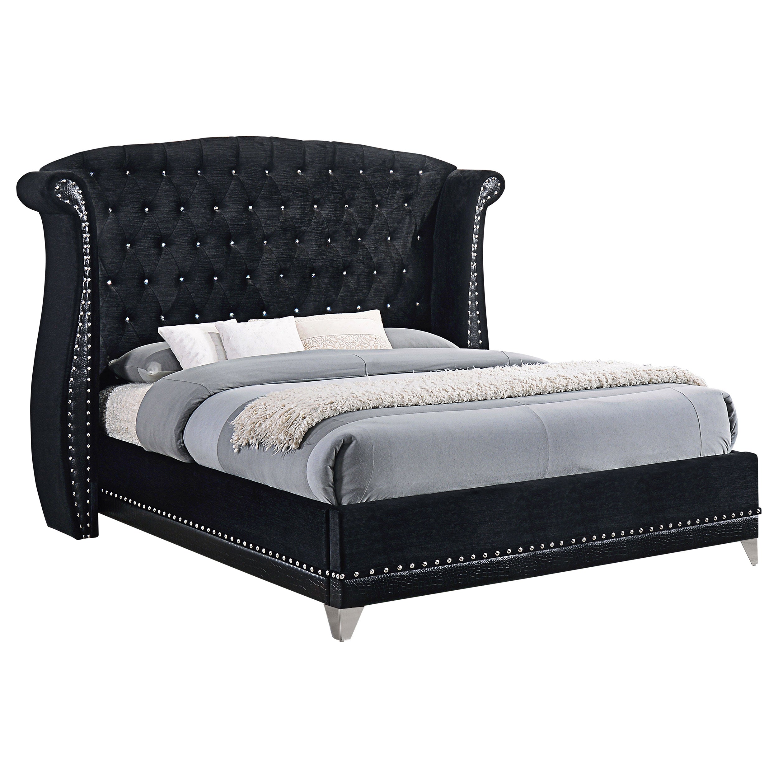 Barzini Upholstered Queen Wingback Bed Black – New Age Chicago ...